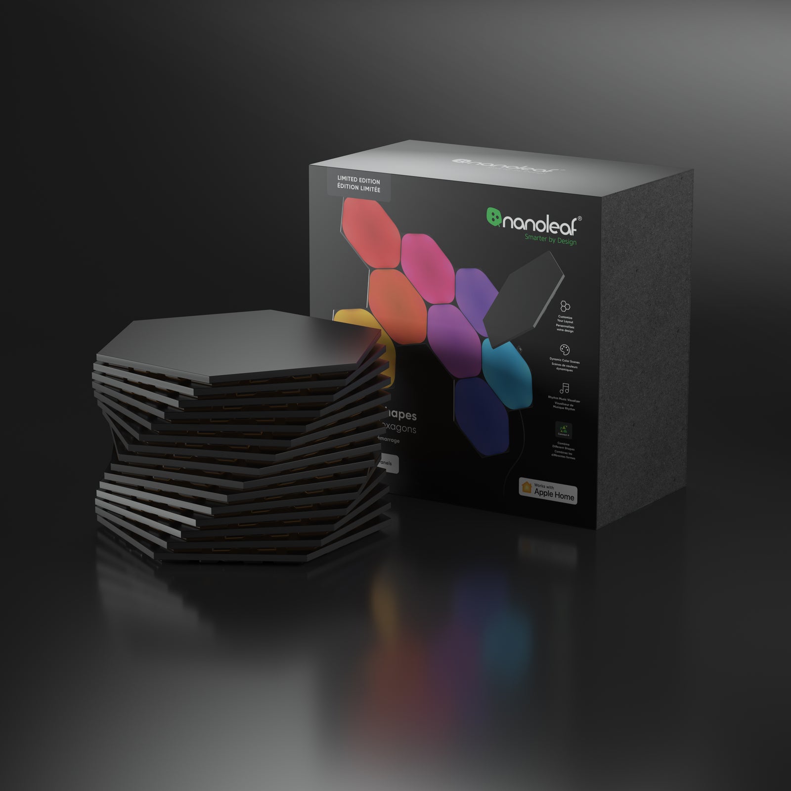 Nanoleaf Shapes Ultra Black Hexagons | Limited Edition Smart LED Kit ...